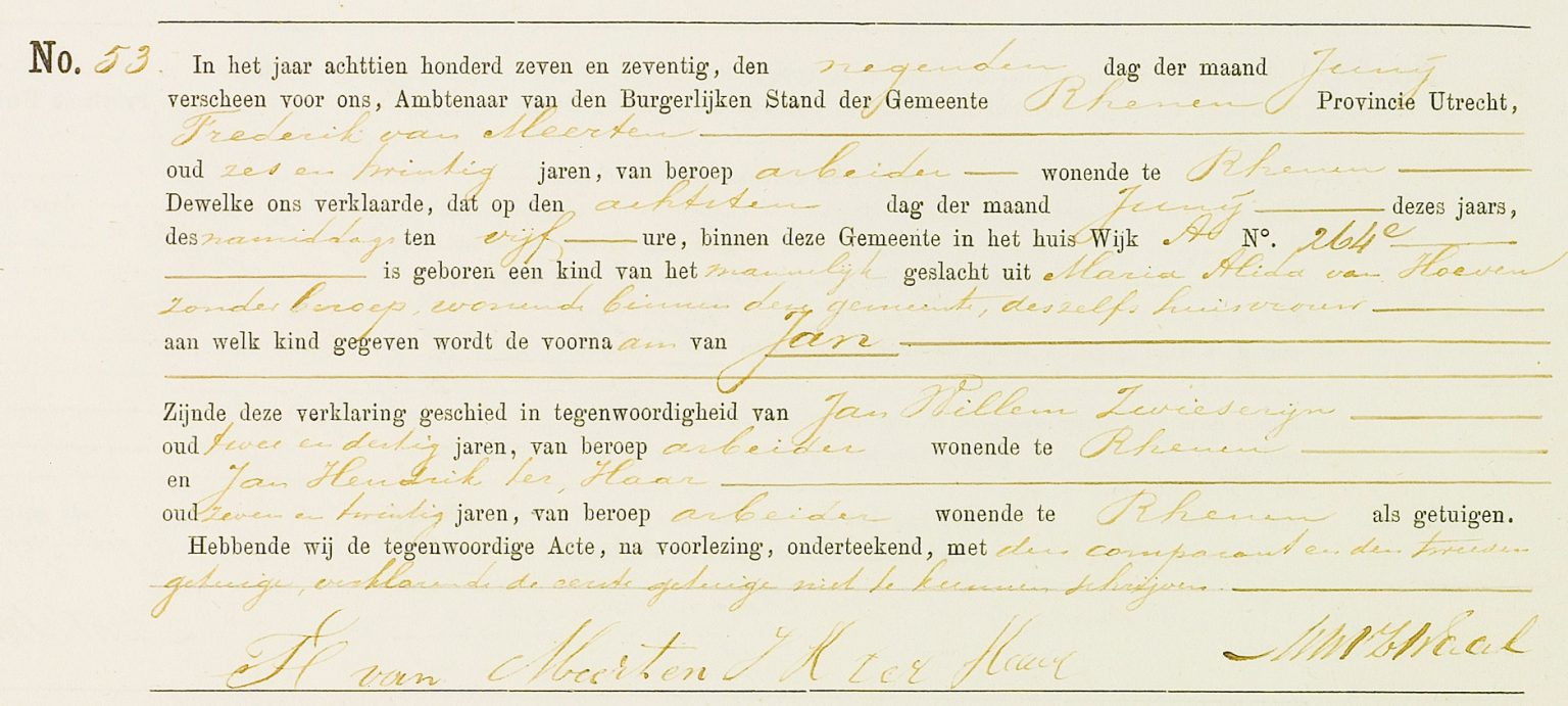 Geboorteakte van Jan van Meerten (1877-1958) - Fundamentum