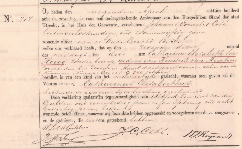 Geboorteakte van Catharinus Elisaberthus van Meerten (1878-1878 ...