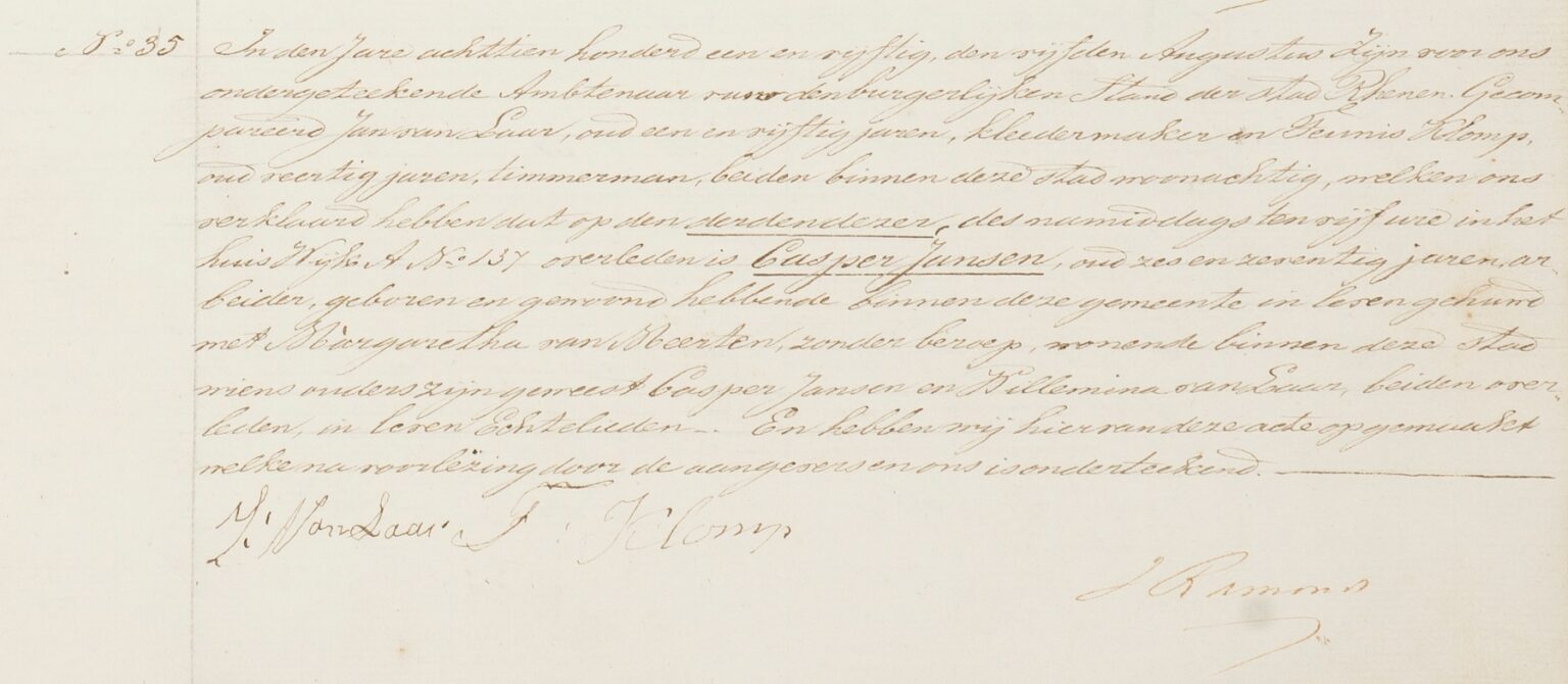 Overlijdensakte van Casper Jansen (±1775-1851) - Fundamentum