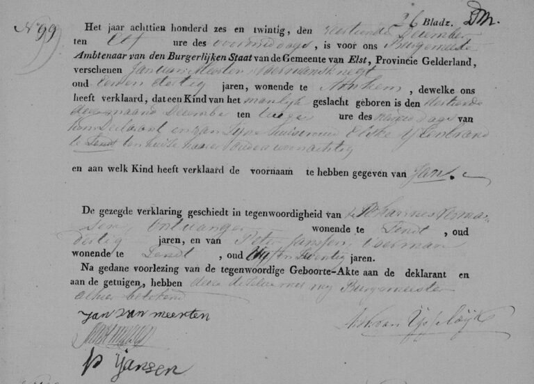 Geboorteakte van Jan van Meerten (1826-1907) - Fundamentum